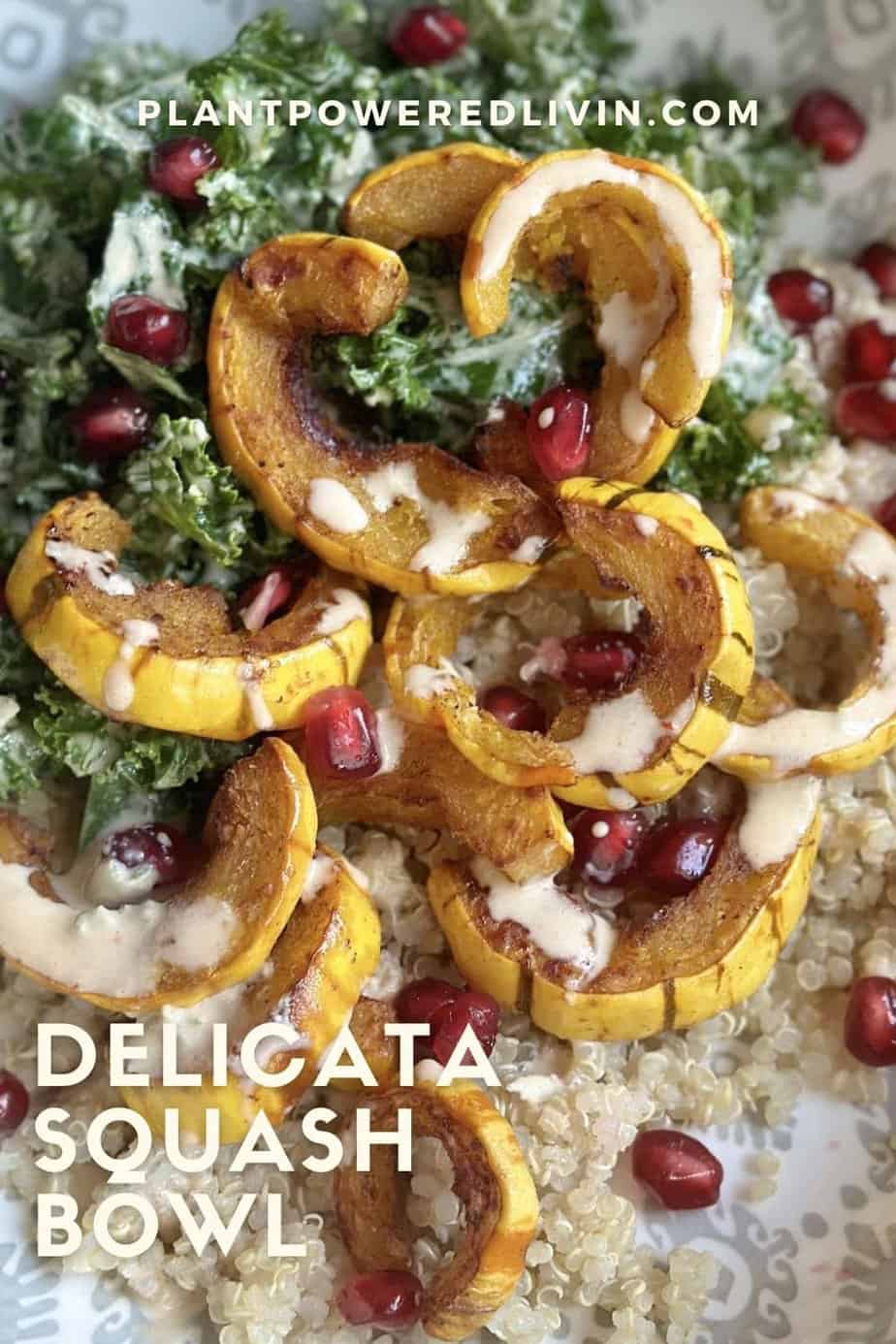 Delicata Squash Bowl w/ Quinoa, Kale, & Pomegranate — Plant-Powered Livin'
